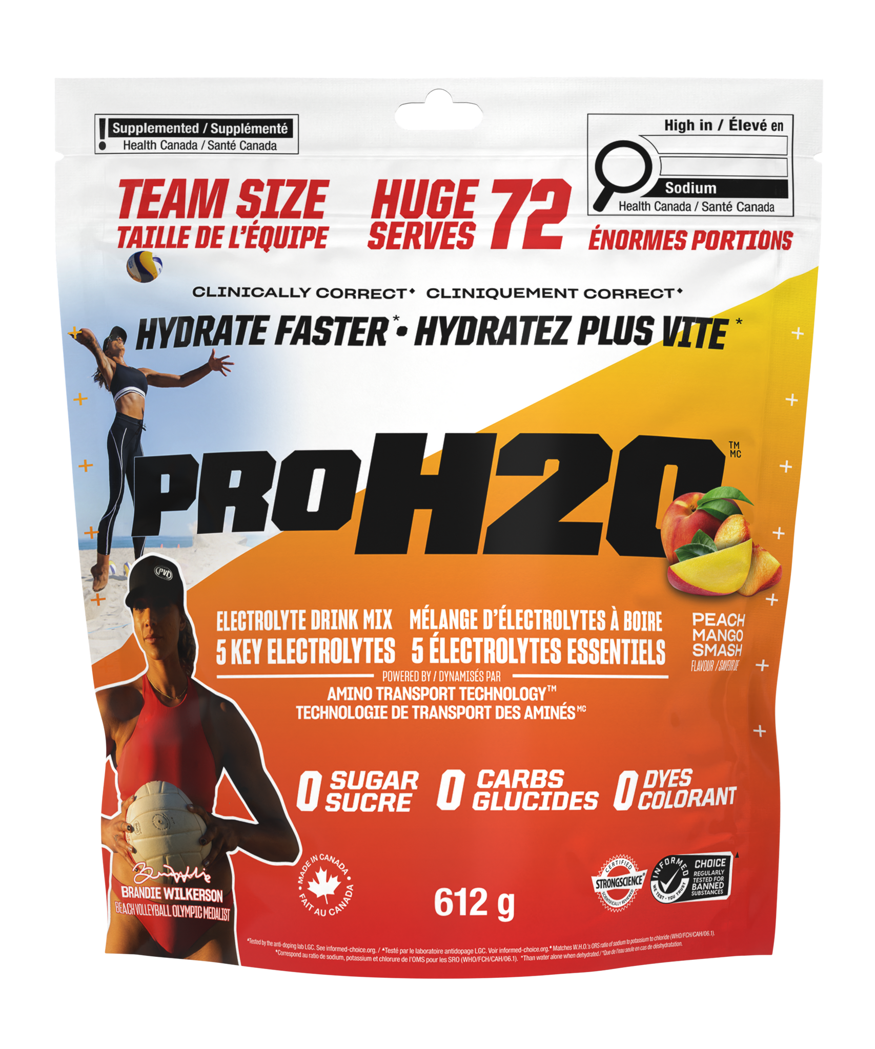 PVL PROH2O Peach Mango Electrolyte Mix 612g | Health Essentials Canada