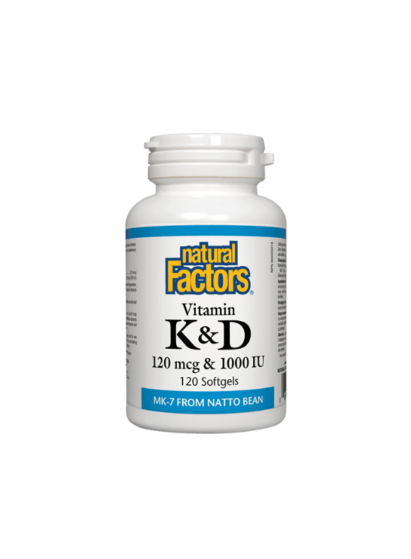 Natural Factors K2 120mcg & D3 1000IU 120 Softgels – Health Essentials